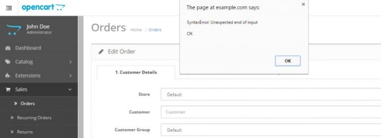 Opencart 2 Error Syntaxerror Unexpected End Of Input Ok Fastcomet